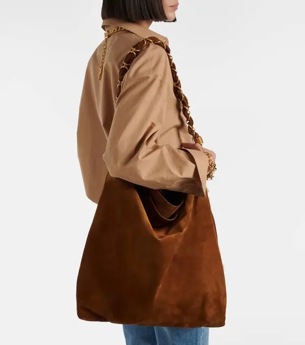 Saint Laurent Amalia Cassandre Suede Shoulder Bag