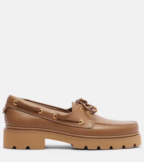 GIANVITO ROSSI Olonne Leather Boat Shoes