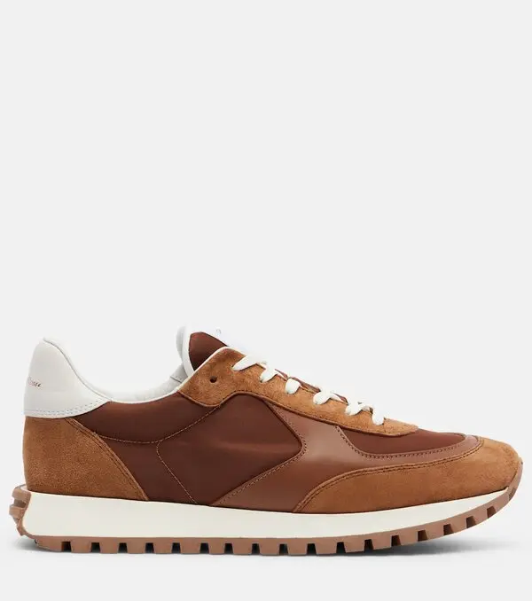 GIANVITO ROSSI Gravel Leather And Suede Lace-up Sneakers - Brown