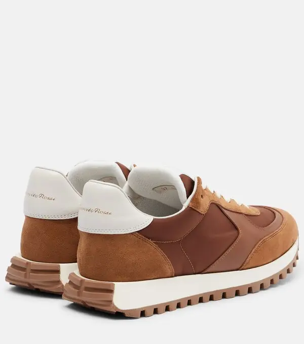 GIANVITO ROSSI Gravel Leather And Suede Lace-up Sneakers - Brown