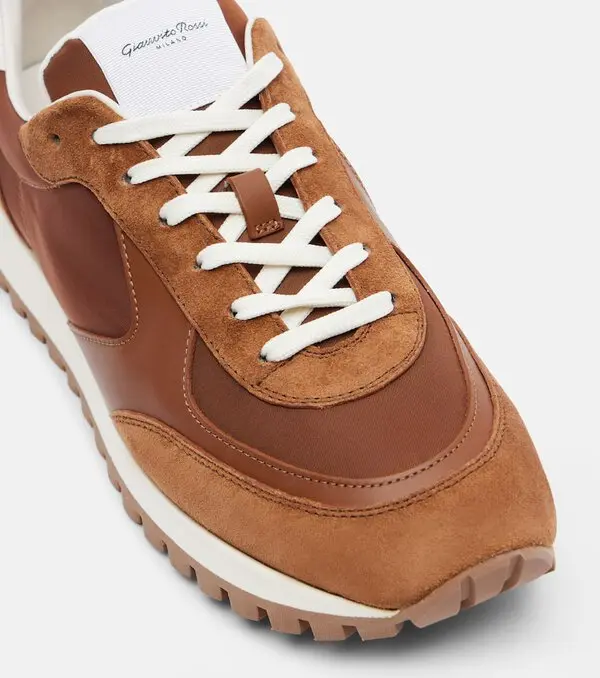 GIANVITO ROSSI Gravel Leather And Suede Lace-up Sneakers - Brown