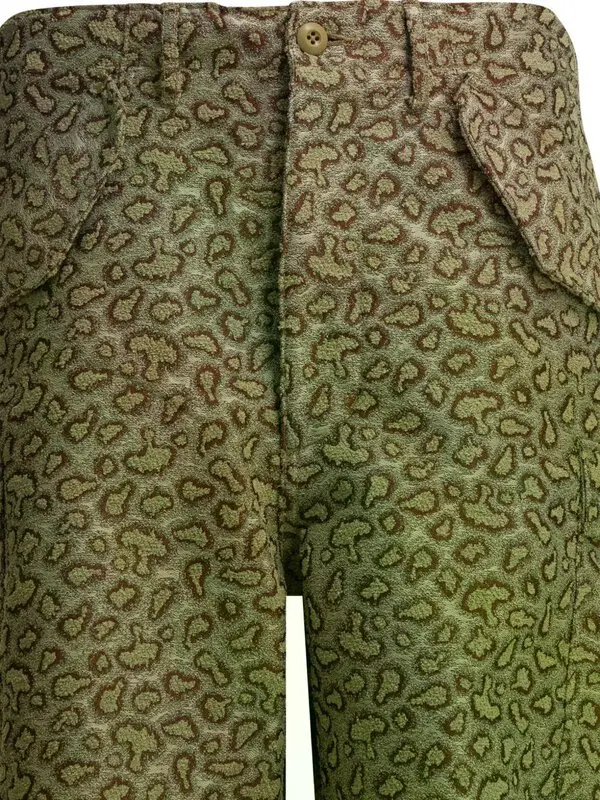 BEAMS Animal-print Cargo Trousers - Green
