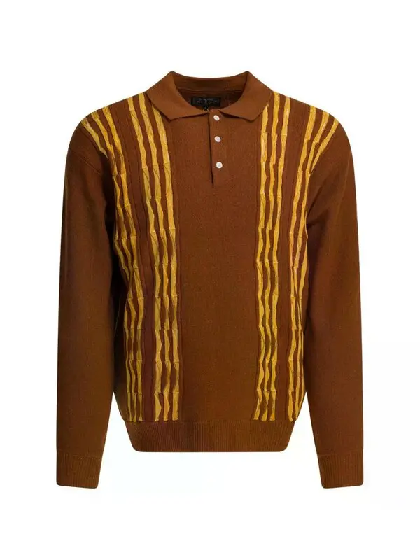 BEAMS Polo-collar Sweater - Brown