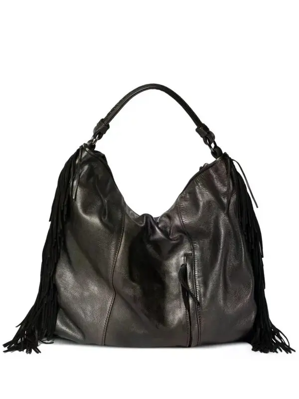 REPTILE'S HOUSE Fringed-hem Shoulder Bag - Black