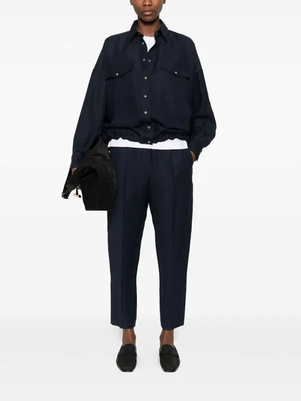 Brunello Cucinelli Linen Blend Trousers - Blue