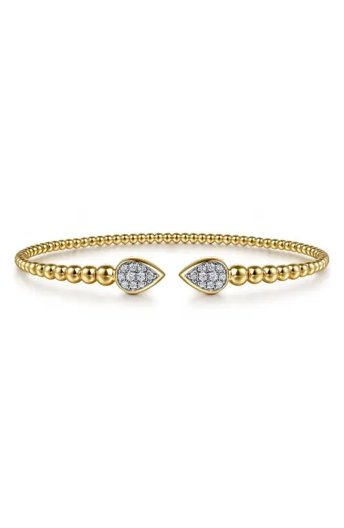 GABRIEL & CO. Beaded Diamond Pavé Cuff Bracelet In 14k