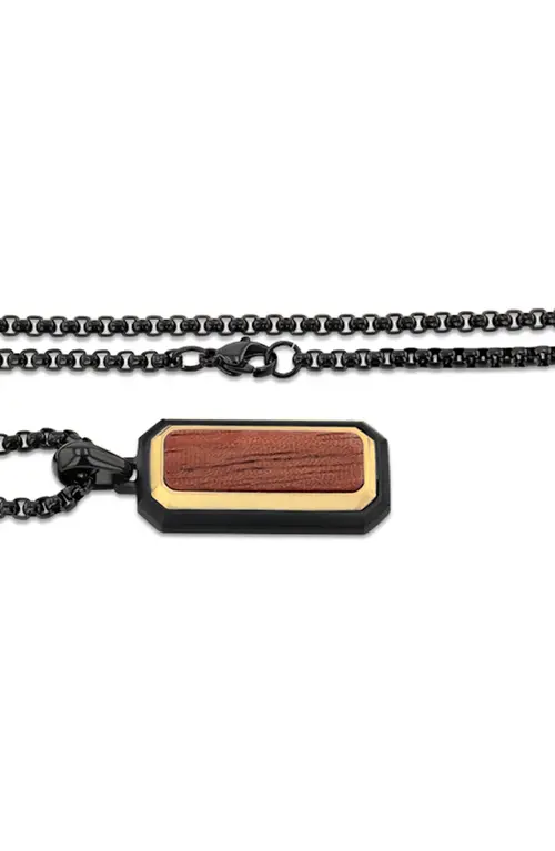 LARSON JEWELERS Bubinga Wood And Stainless Steel Pendant Necklace