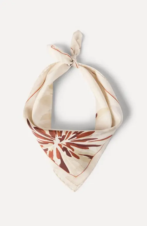 Brunello Cucinelli Bloom Print Pongee Foulard - Beige