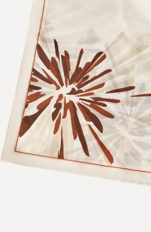 Brunello Cucinelli Bloom Print Pongee Foulard - Beige
