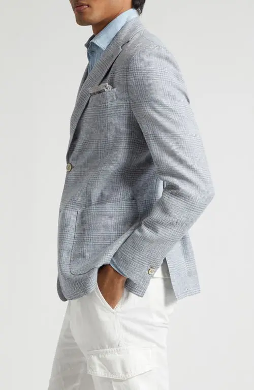 Eleventy Plaid Linen & Wool Sport Coat