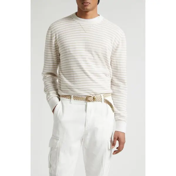 Eleventy Striped Cashmere Crewneck Sweater