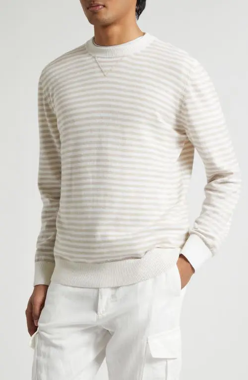 Eleventy Striped Cashmere Crewneck Sweater