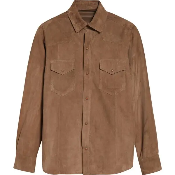 Eleventy Suede Snap-up Western Shirt