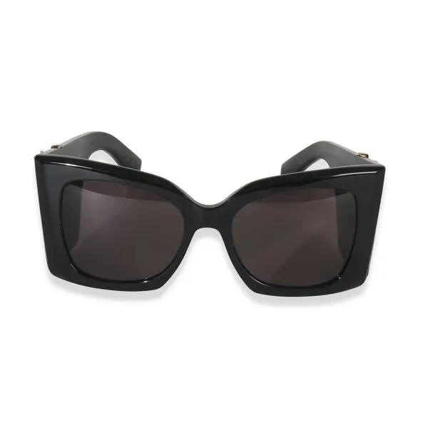 Saint Laurent Acetate Blaze Monogram Oversized Sunglasses - Black