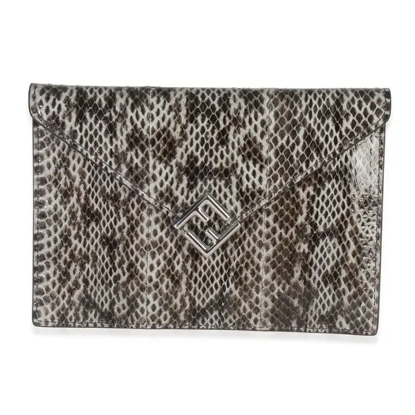 Fendi Python Ff Busta Pouch - Brown