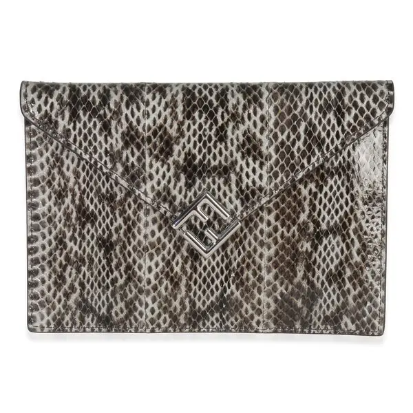 Fendi Python Ff Busta Pouch - Brown