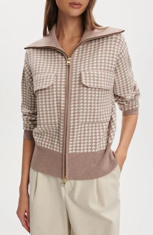 Varley Ablett Houndstooth Jacquard Zip Cardigan