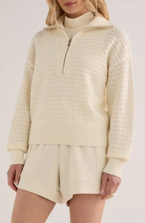 Varley Darla Half Zip Sweater - Egret
