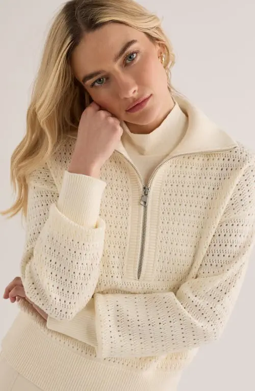 Varley Darla Half Zip Sweater - Egret