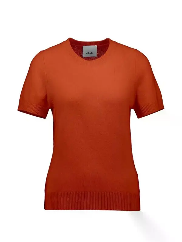 ALLUDE Fitted Short-sleeve Sweater - Orange