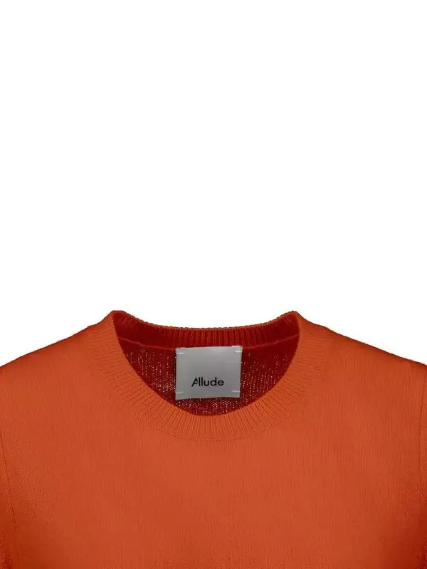 ALLUDE Fitted Short-sleeve Sweater - Orange