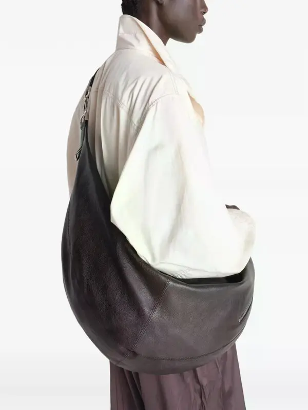 LEMAIRE Grained Leather Zip Shoulder Bag - Brown