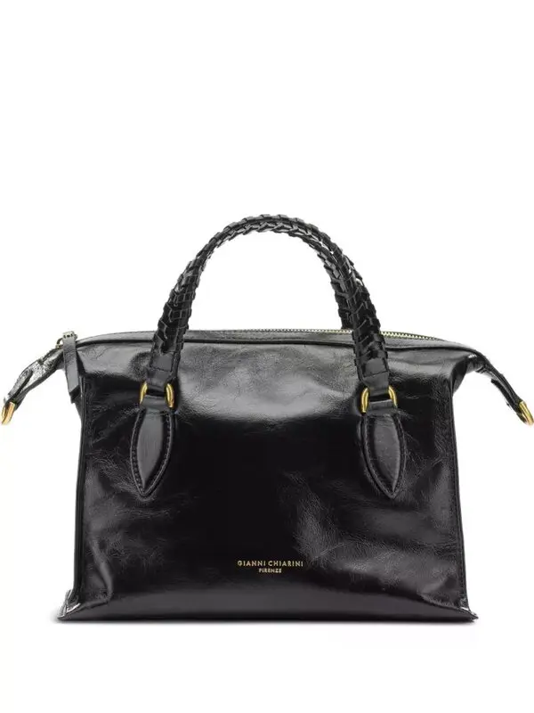 GIANNI CHIARINI Roxy Braided Leather Tote Bag - Black