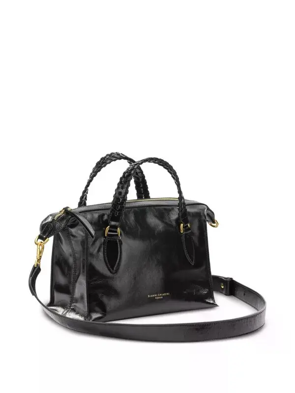 GIANNI CHIARINI Roxy Braided Leather Tote Bag - Black