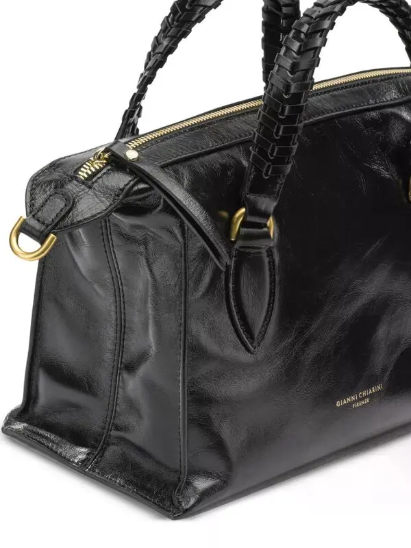 GIANNI CHIARINI Roxy Braided Leather Tote Bag - Black