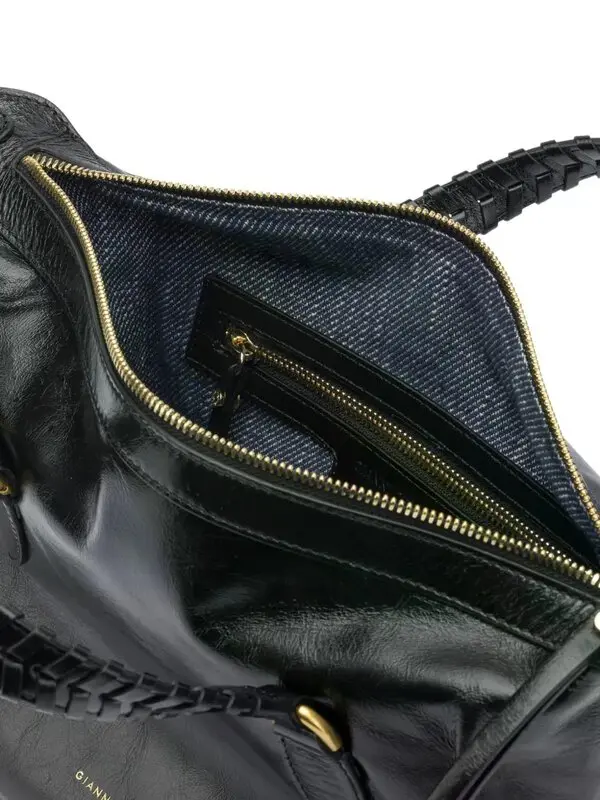 GIANNI CHIARINI Roxy Braided Leather Tote Bag - Black