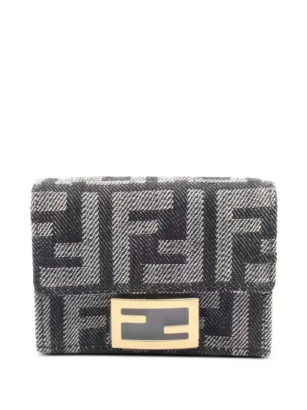 Fendi 2020 Jacquard Trifold Wallet - Black