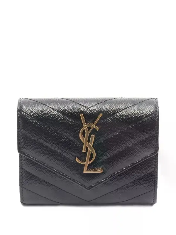 Saint Laurent 2020s Monogram Trifold Leather Wallet - Black