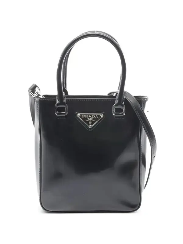 Prada 2000s Leather Logo-plaque Tote Bag