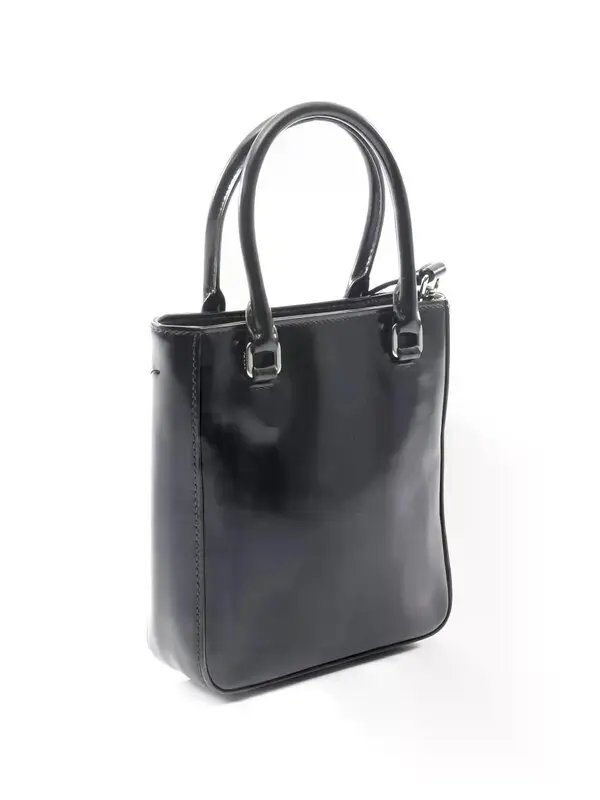 Prada 2000s Leather Logo-plaque Tote Bag