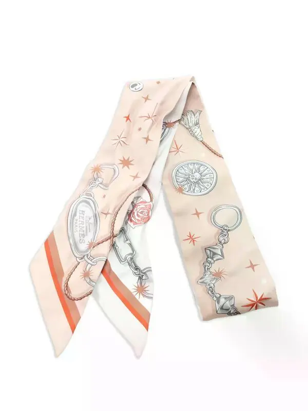 Hermès 2000s Twilly C'est La Fête Scarf - Neutrals
