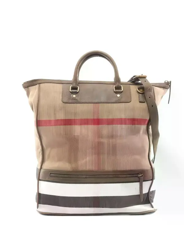 Burberry 2000s Checked Leather Tote Bag
