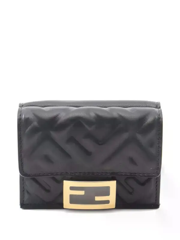 Fendi 2020s Baguette Tri-fold Wallet - Black