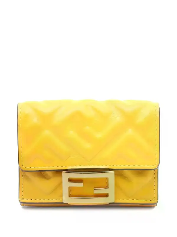 Fendi 00s Trifold Leather Wallet - Yellow