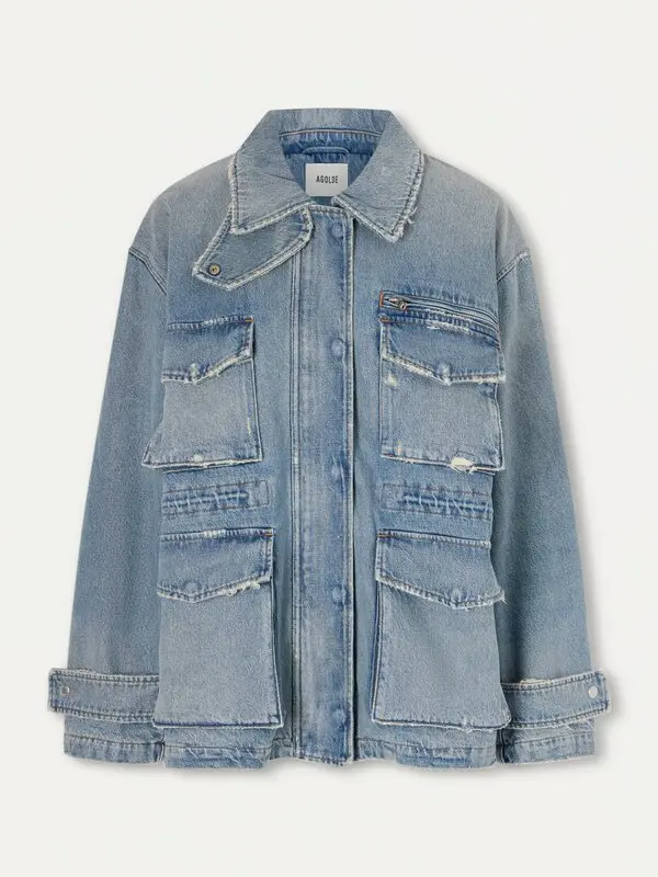 AGOLDE Aubrey Distressed Denim Jacket - Blue