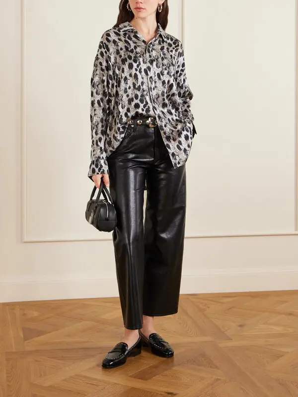 R13 Asymmetric Oversized Printed Silk-charmeuse Shirt