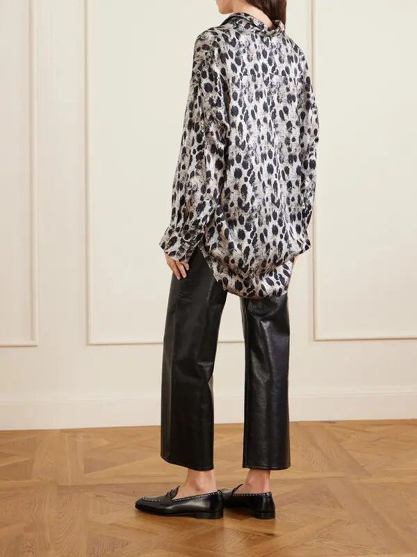 R13 Asymmetric Oversized Printed Silk-charmeuse Shirt