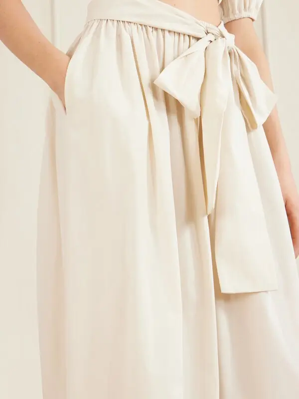 Lisa Marie Fernandez Nicole Tie-Detailed Cotton-Poplin Maxi Skirt