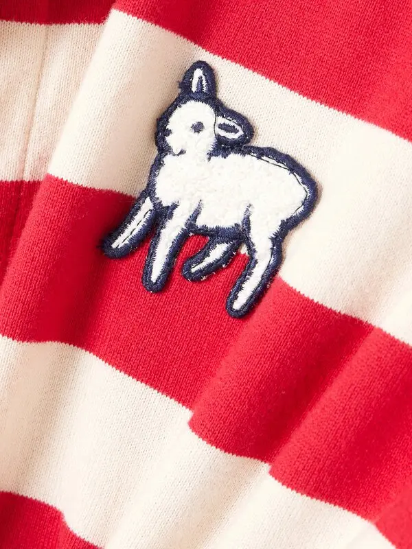 MOTHER The Boxy Match Appliquéd Striped Cotton-jersey Polo Shirt - Red