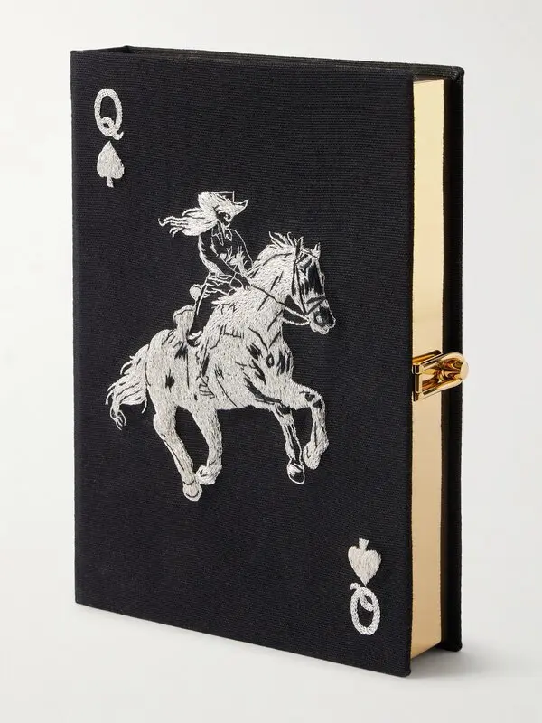 OLYMPIA LE-TAN Playing Card Embroidered Clutch - Black