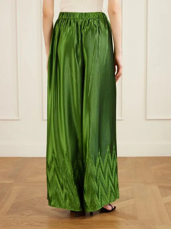 DIMA AYAD Metallic Plissé-satin Wide-leg Pants