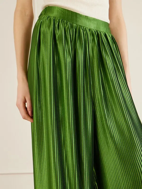 DIMA AYAD Metallic Plissé-satin Wide-leg Pants