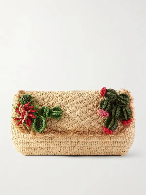 ANYA HINDMARCH Embellished Raffia Clutch