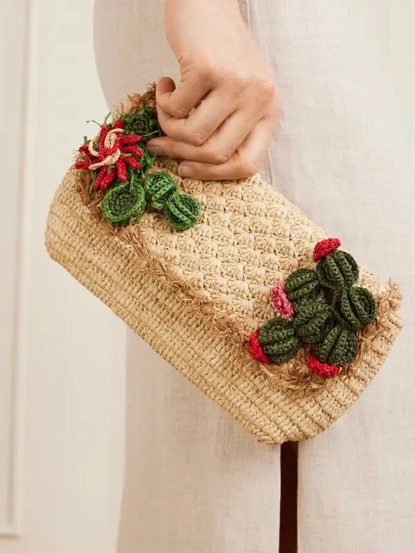 ANYA HINDMARCH Embellished Raffia Clutch