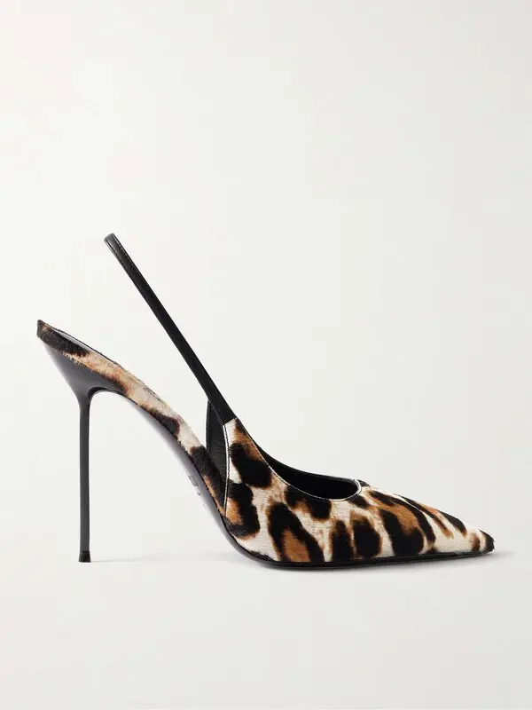 Paris Texas Lidia Leopard-print Calf-hair Slingback Pumps