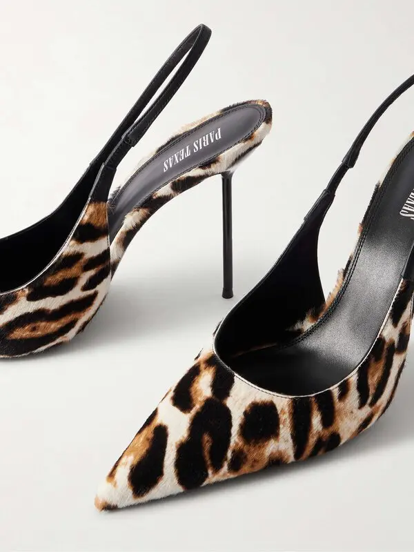 Paris Texas Lidia Leopard-print Calf-hair Slingback Pumps